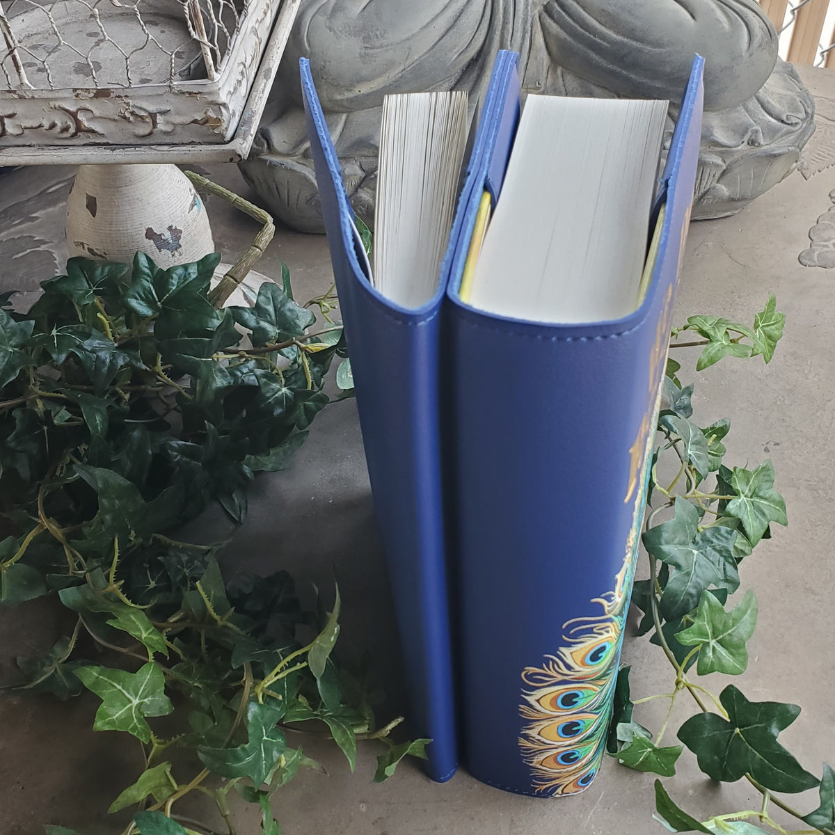 Peacock (Blue) Double Book Cover for Big Book and 12n12 – Recovery Mint