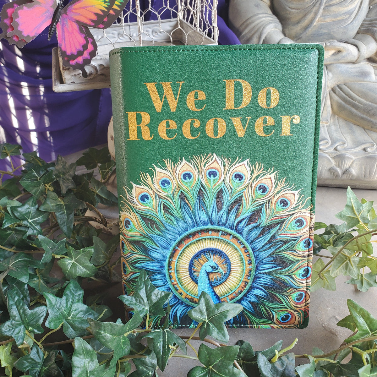 Peacock (Green) Double Book Cover for Big Book and 12n12 – Recovery Mint