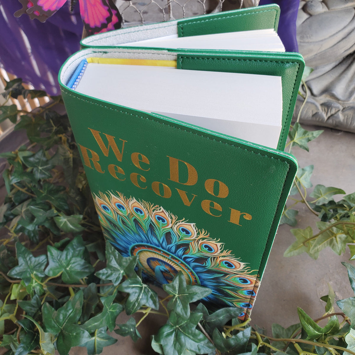 Peacock (Green) Double Book Cover for Big Book and 12n12 – Recovery Mint