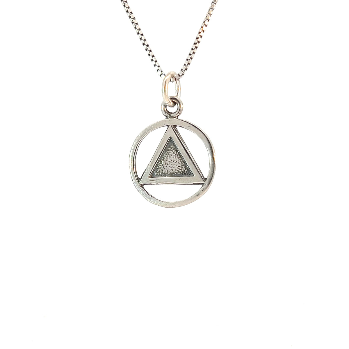 Sterling Silver AA Pendant – Textured Triangle in Smooth Circle CHAIN ...