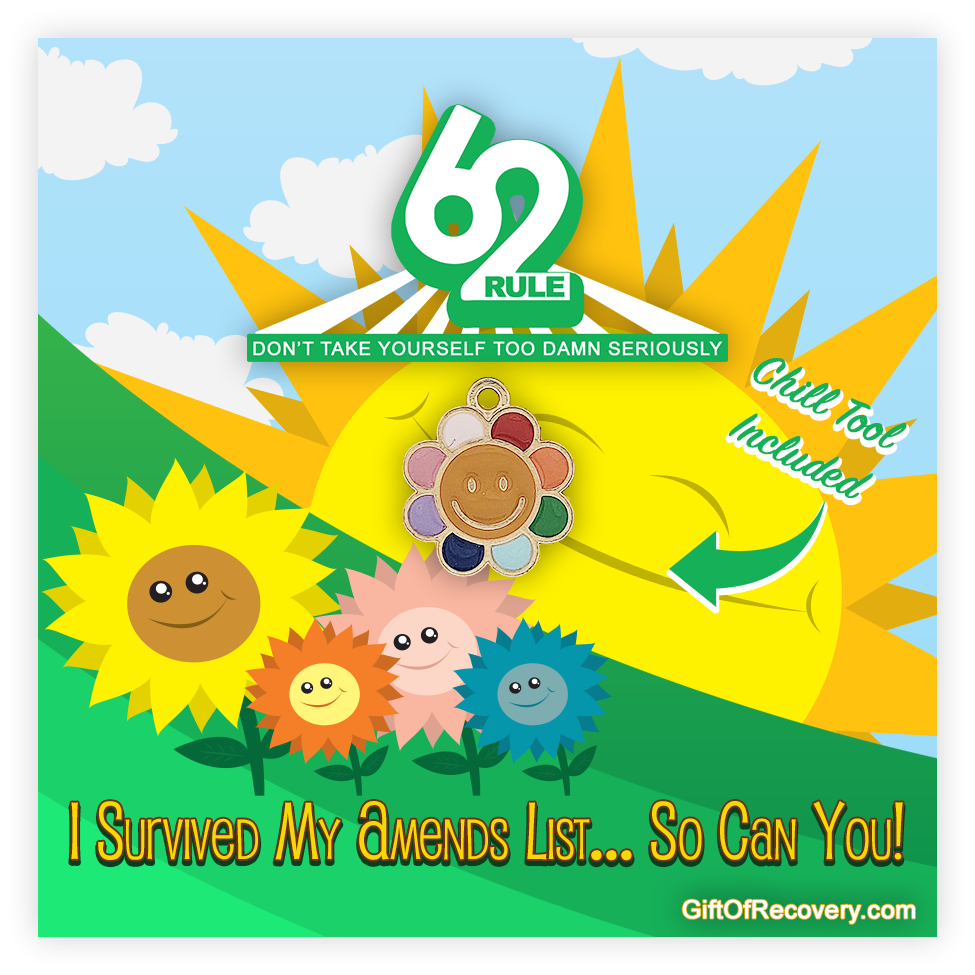 Rule 62 Charm | Flower | I Survived My Amends List... – Recovery Mint