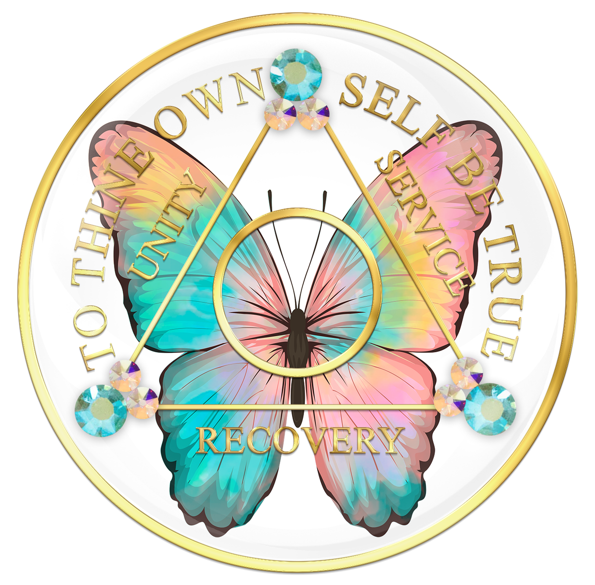 AA Butterfly Medallion with Peridot AB and Rose AB Crystals – Recovery Mint