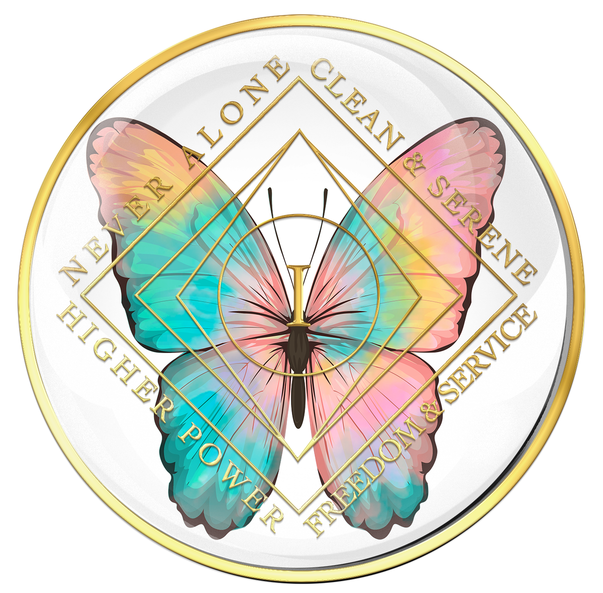 CLEAN Time Medallion with Butterfly – Recovery Mint