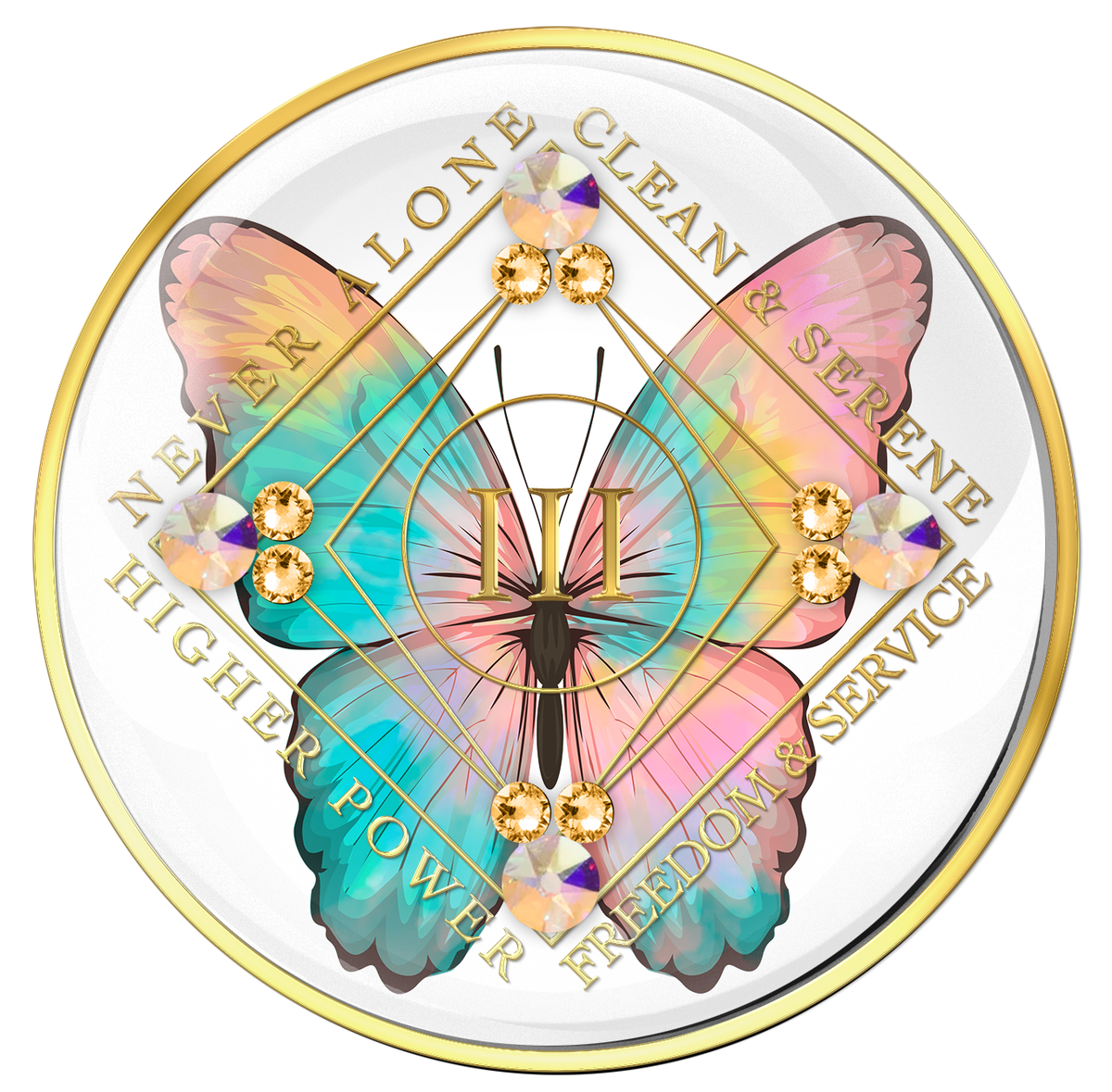 CLEAN Time Butterfly with Crystal AB and Gold Crystals – Recovery Mint
