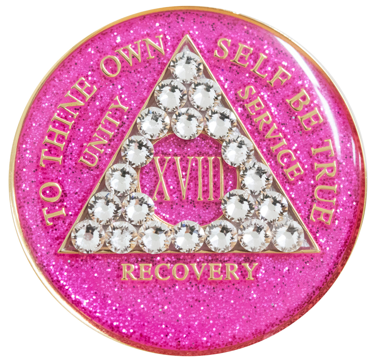 Crystallized Glitter Pink Tri-Plate Diamond – Recovery Mint